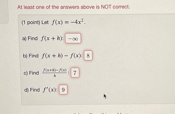 Solved At least one of the answers above is NOT correct. (1 | Chegg.com