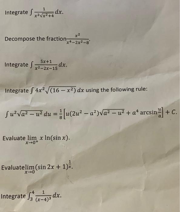 Solved Integrate ²√²+4dx. Decompose the fraction- x² | Chegg.com