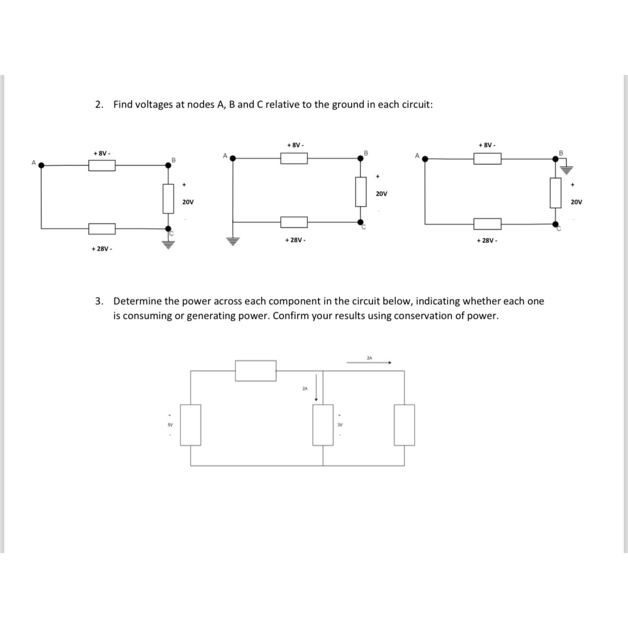 Solved Find voltages at nodes A,B ﻿and C ﻿relative to the | Chegg.com