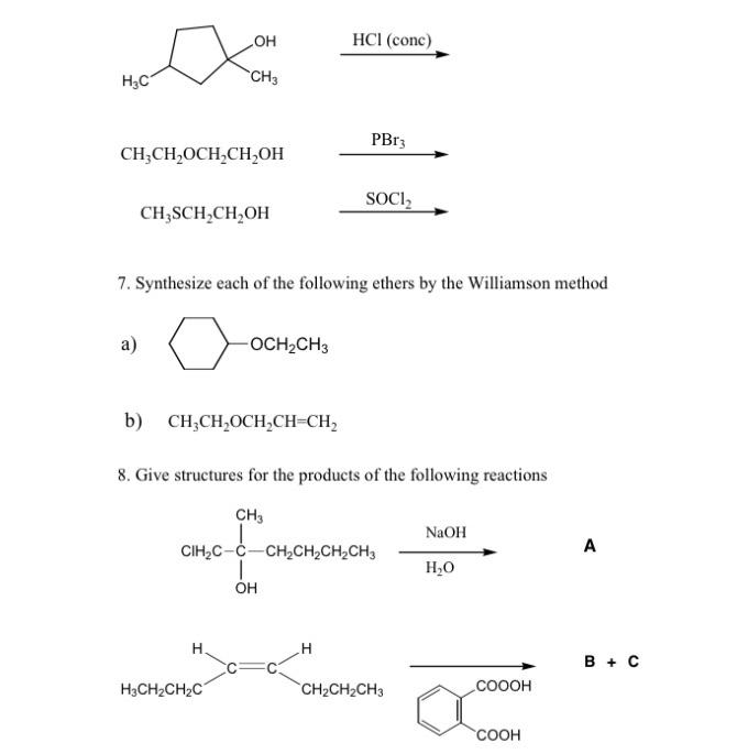 Solved 7. Synthesize each of the following ethers by the | Chegg.com