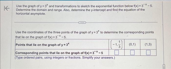 Solved Use the graph of y=3x and transformations to sketch | Chegg.com