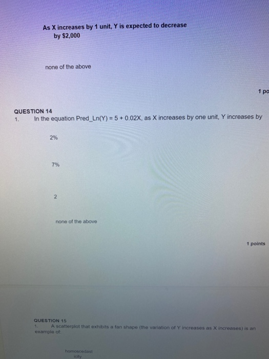 Solved As X increases by 1 unit, Y is expected to decrease | Chegg.com