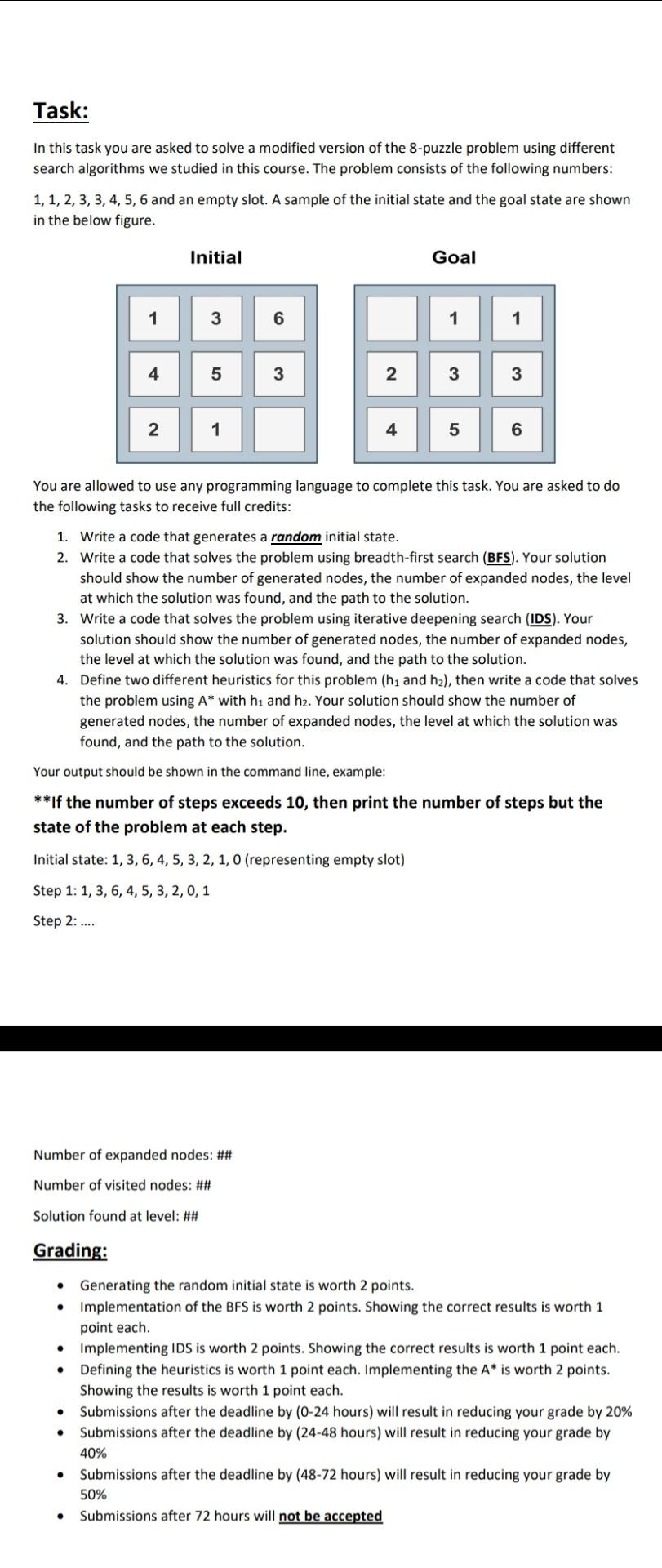 Task: In this task you are asked to solve a modified | Chegg.com