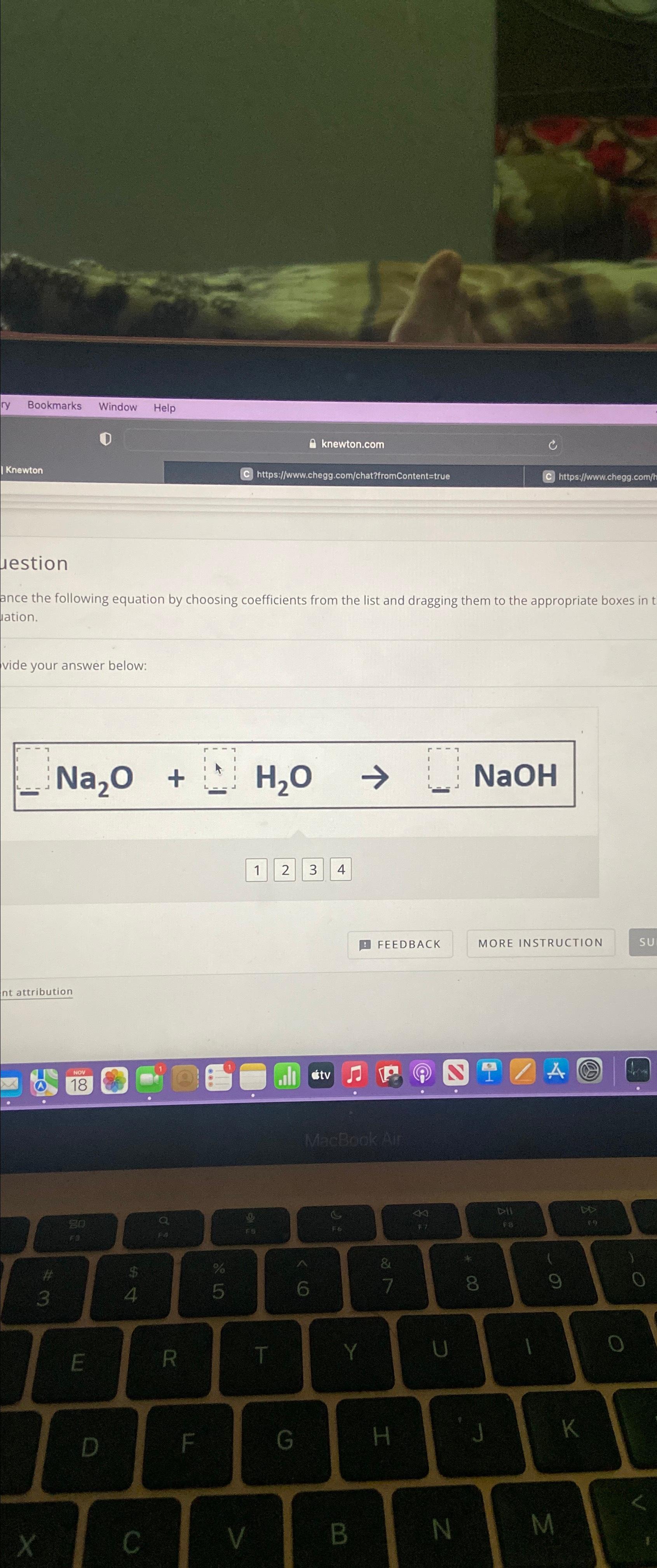 Solved Na2O+H2O→-NaOH\table[[1,2,3,4]] | Chegg.com