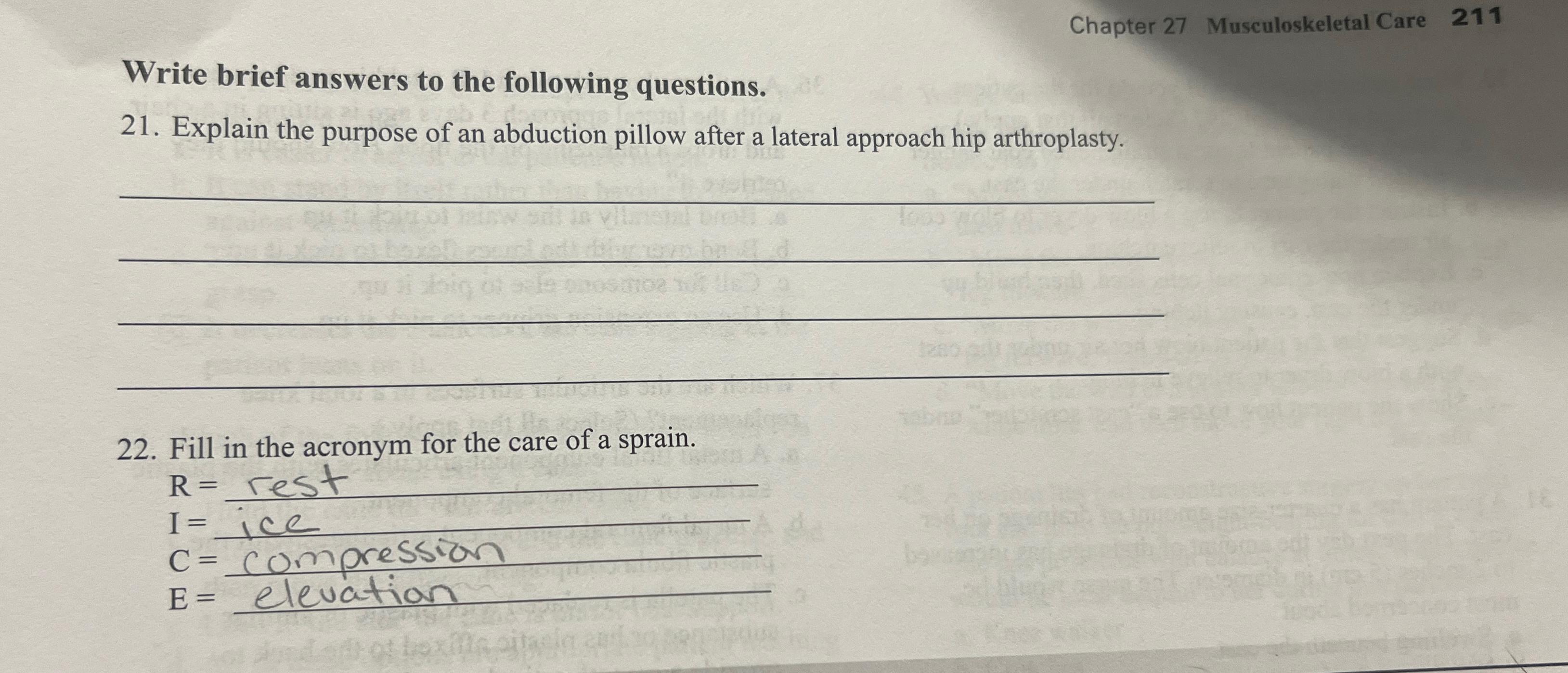 Solved Chapter 27 ﻿Musculoskeletal Care211Write brief | Chegg.com