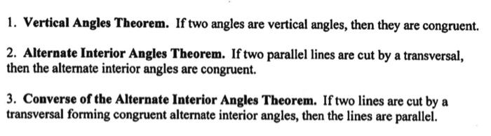Solved 1. Vertical Angles Theorem. If two angles are | Chegg.com