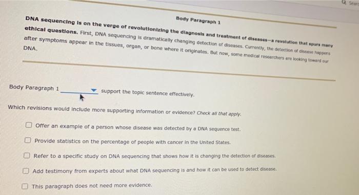 Solved Body Paragraph 1 DNA sequencing is on the verge of | Chegg.com