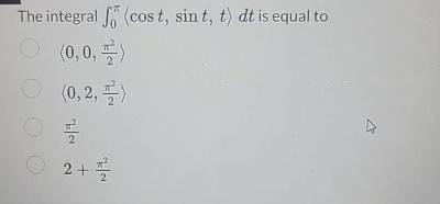 Solved The integral ∫0π(:cost,sint,t:)dt ﻿is equal | Chegg.com