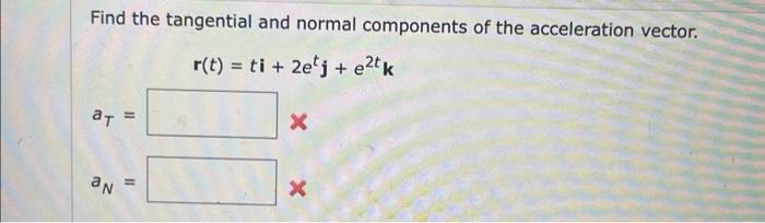 Solved Find the tangential and normal components of the | Chegg.com