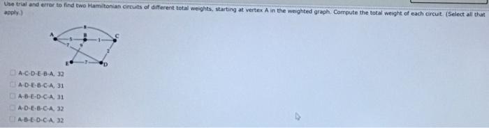 Solved Une trial and error to find two Hamiltonian circuits | Chegg.com