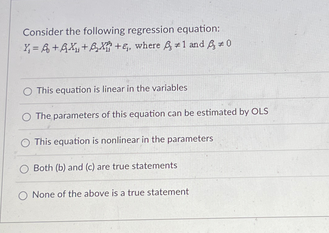 Solved Consider the following regression equation: | Chegg.com