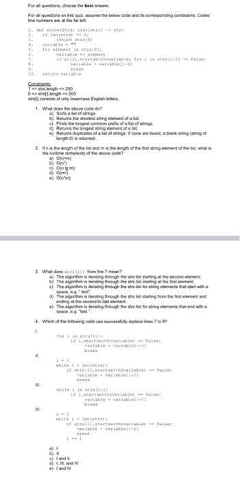 Solved For all questions, choose the best answer. For all | Chegg.com