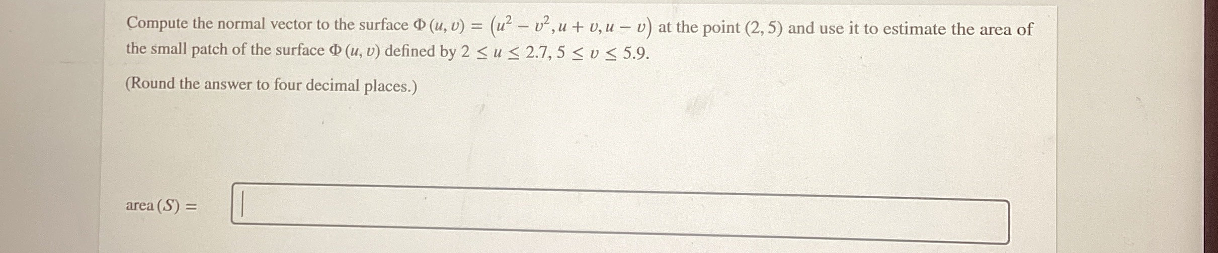Solved Compute the normal vector to the surface | Chegg.com