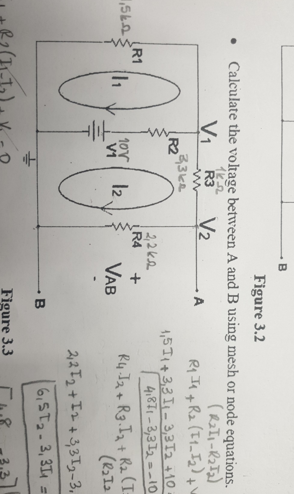 Solved BFigure 3.2Calculate the voltage between A and B | Chegg.com