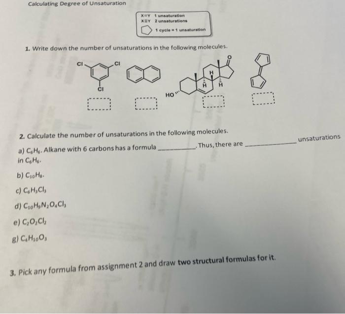 Solved Calculating Degree of Unsaturation X=Y1 unsaturation | Chegg.com