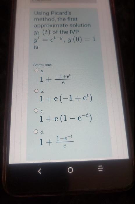 Solved Using Picard's method, the first approximate solution | Chegg.com