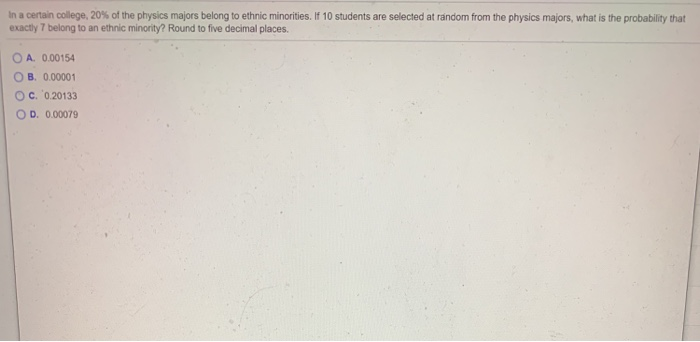 Solved In a certain college, 20% of the physics majors | Chegg.com