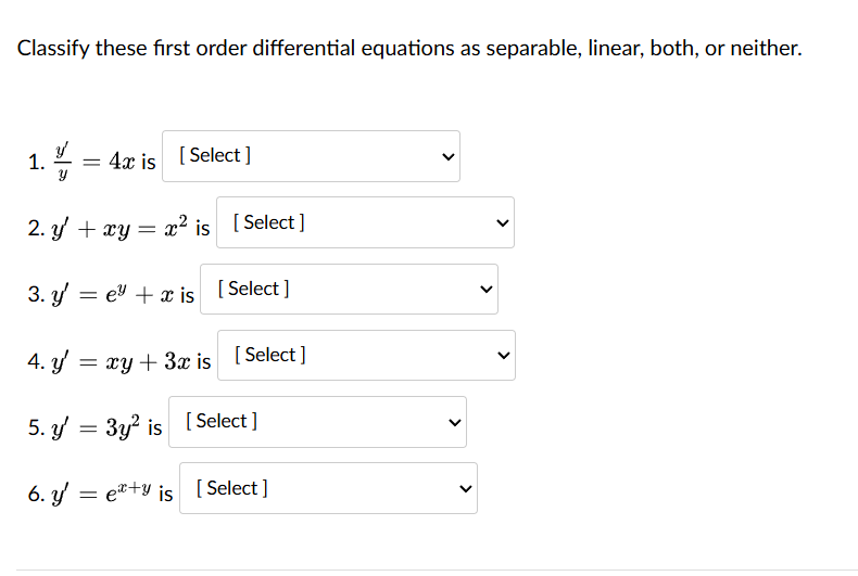 Solved Classify these first order differential equations as | Chegg.com
