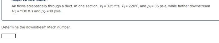 Solved Air flows adiabatically through a duct. At one | Chegg.com