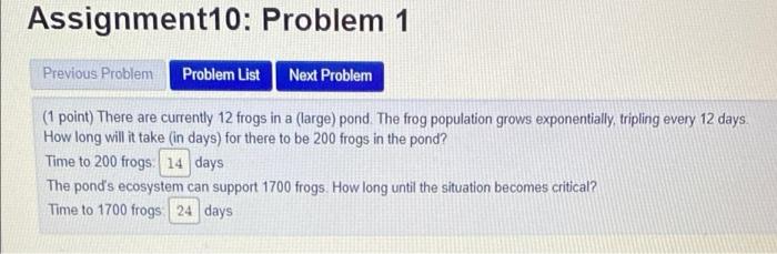 Solved Assignment10 Problem 5 Previous Problem Problem List 2187