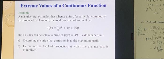 Solved Extreme Values of a Continuous Function Example A | Chegg.com
