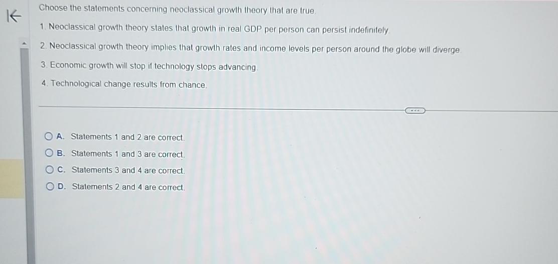 Solved Choose the statements concerning neoclassical growth | Chegg.com