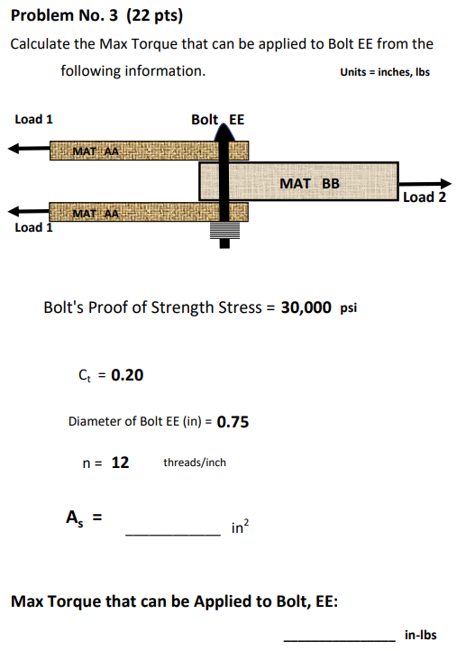 Solved Problem No. 3 (22 pts) Calculate the Max Torque that | Chegg.com