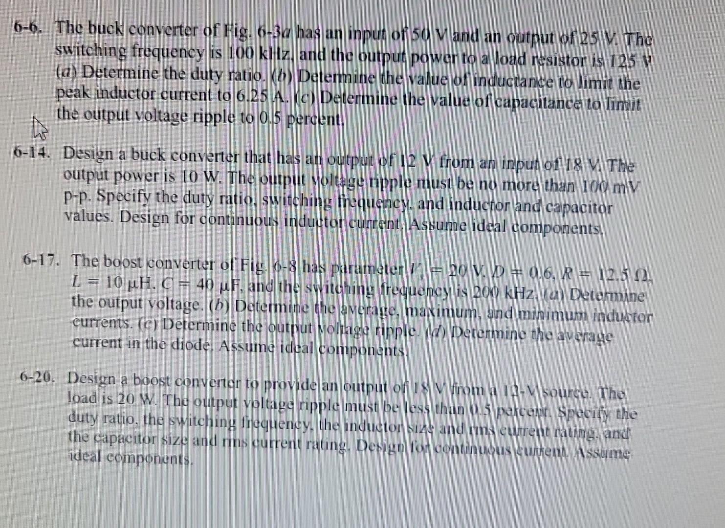 Solved 6-6. The buck converter of Fig. 6-3a has an input of | Chegg.com