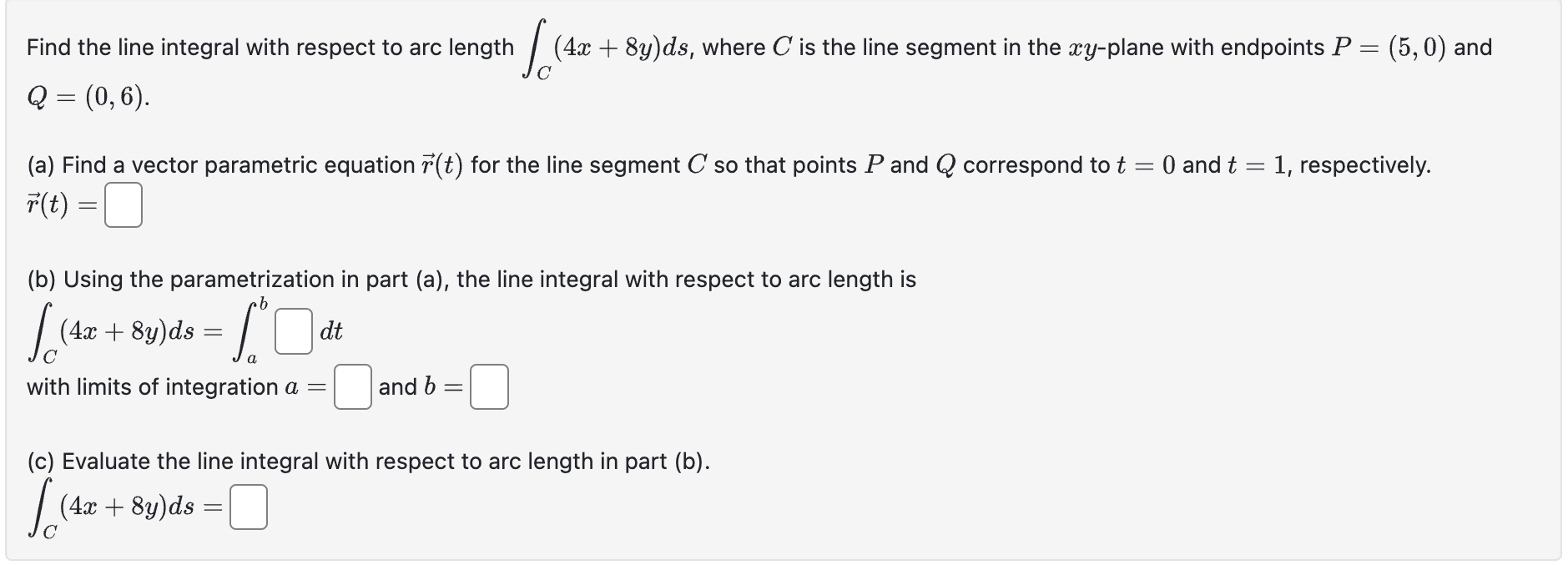 Solved Find the line integral with respect to arc length | Chegg.com