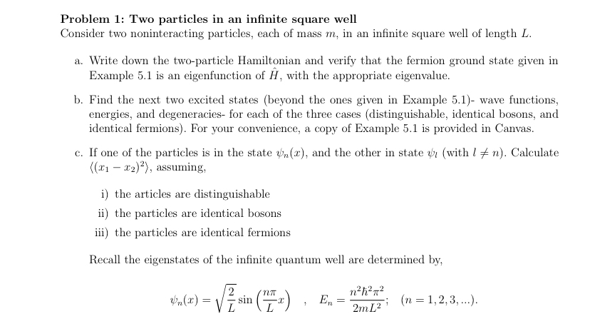 Solved Problem 1: Two particles in an infinite square | Chegg.com