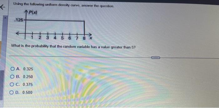 Solved Using the following uniform density curve, answer the | Chegg.com