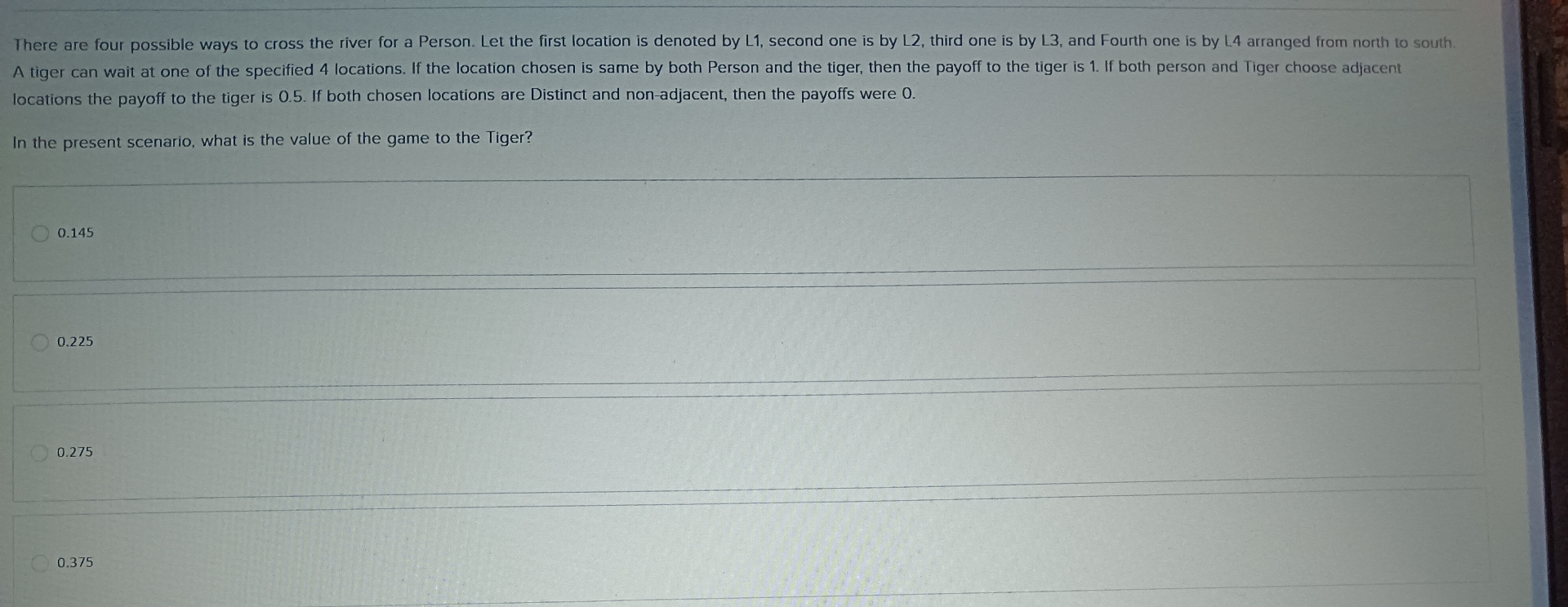 Solved There are four possible ways to cross the river for a | Chegg.com