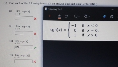 Solved (b) ﻿Find each of the following limits. (If an answer | Chegg.com