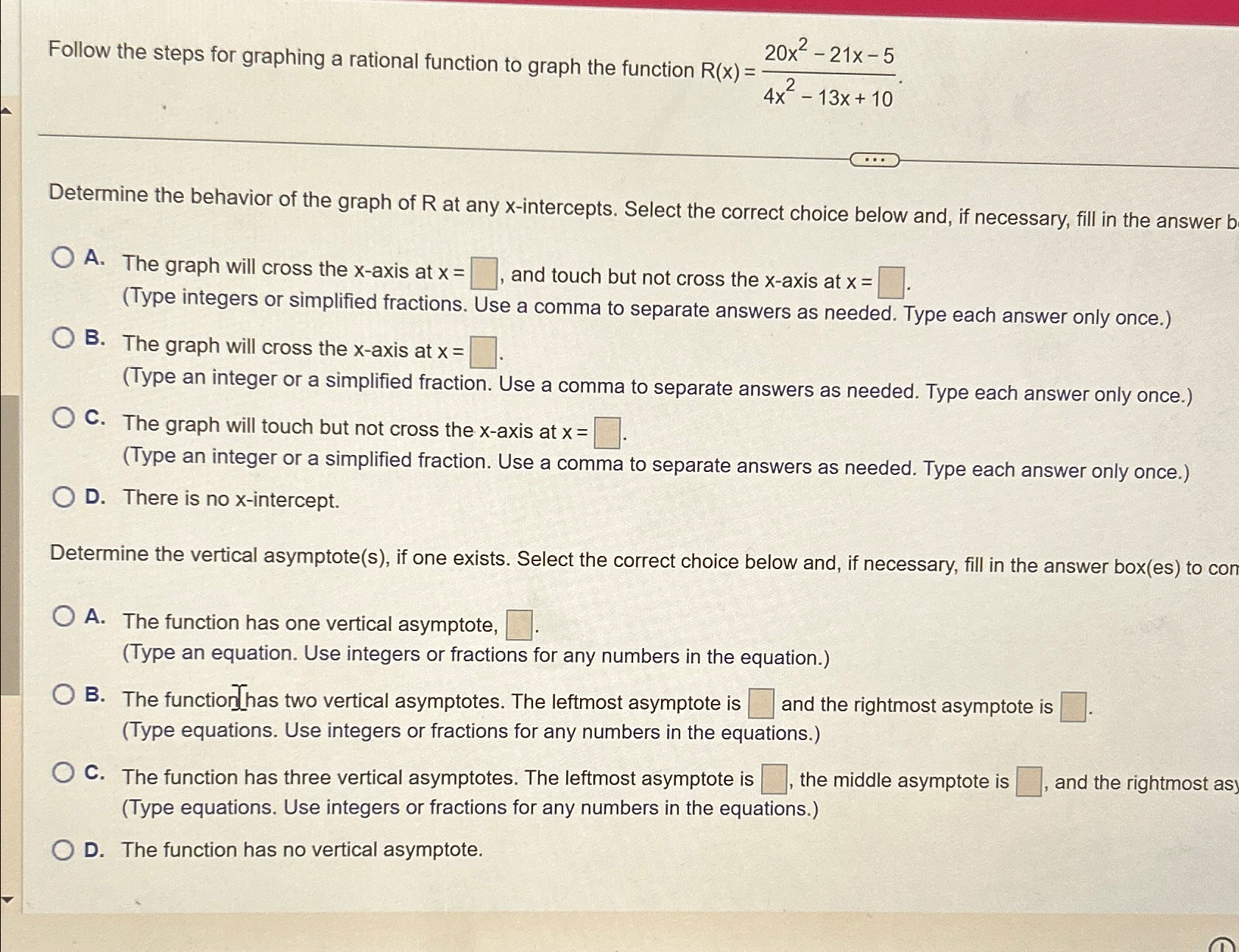 Solved Follow the steps for graphing a rational function to | Chegg.com
