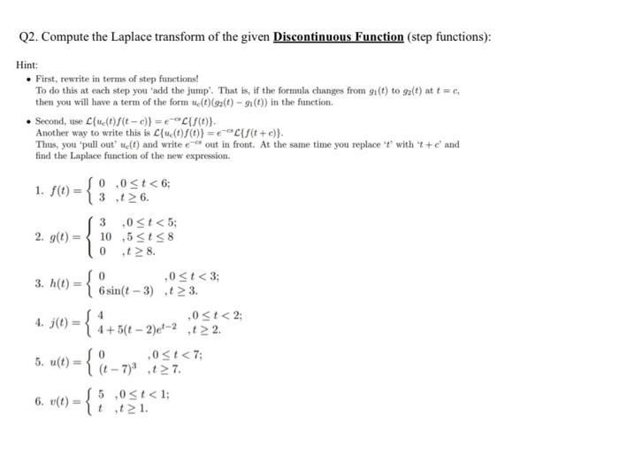 Solved Hint: - First, rewrite in terms of step functions! To | Chegg.com
