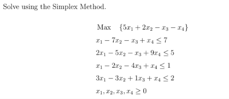 Solved Solve using the Simplex | Chegg.com
