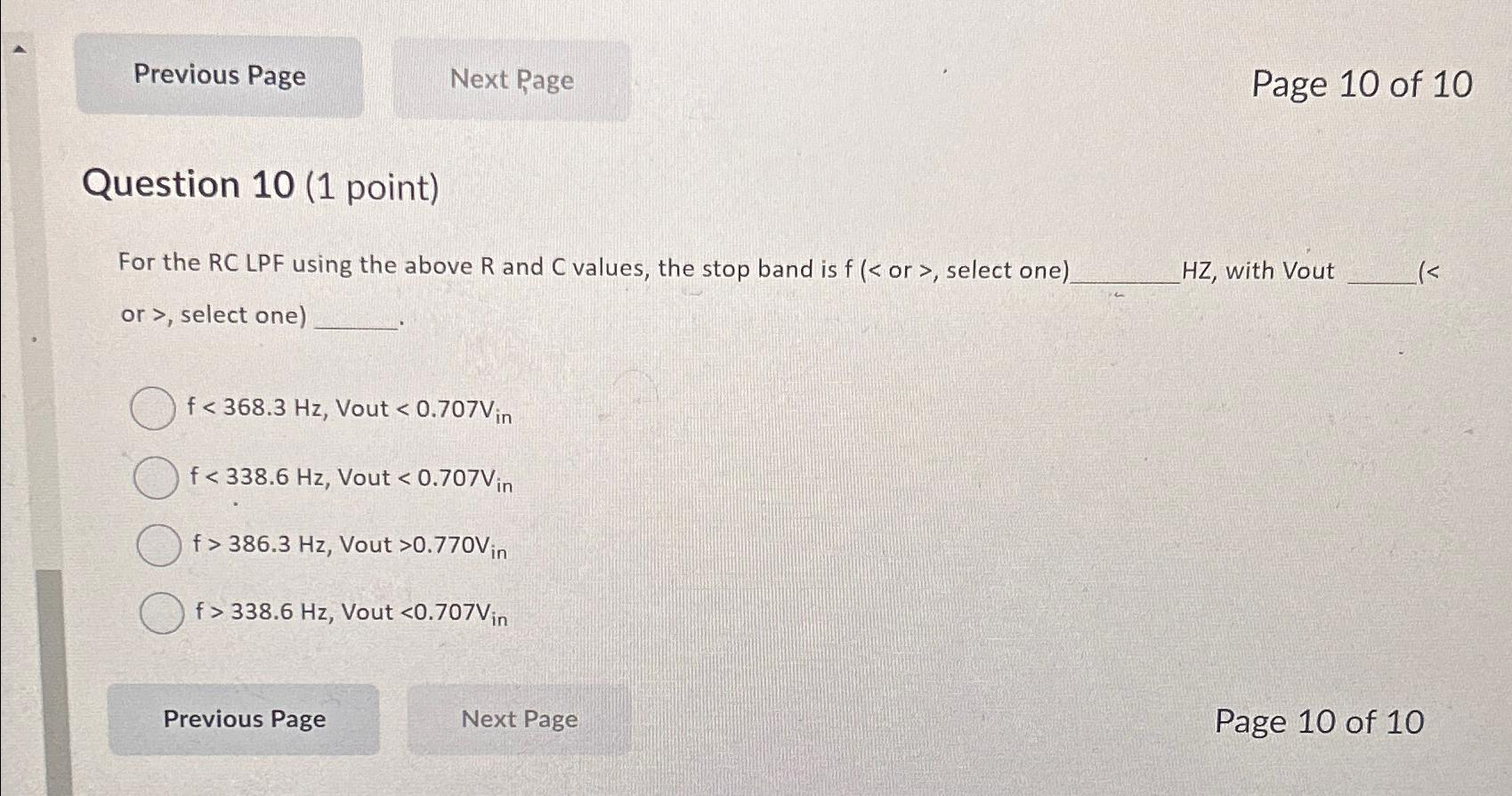 Solved Previous PageNext PagePage 10 of 10Question 10 (1 | Chegg.com Solved Previous PageNext PagePage 10 of 10Question 10 (1 | Chegg.com