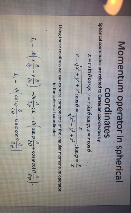 Solved Momentum operator in spherical coordinates Spherical | Chegg.com