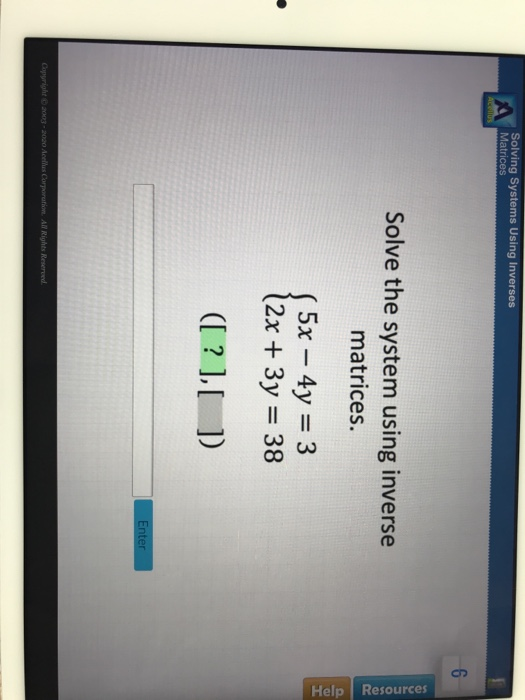 Solved Solving Systems Using Inverses Matrices Resources | Chegg.com