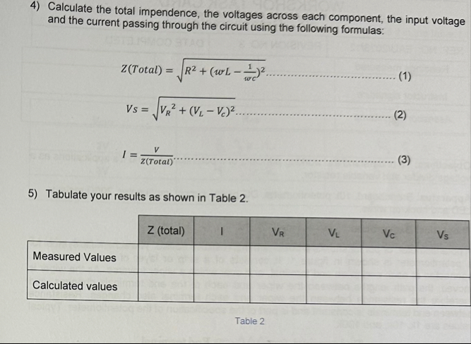 Calculate the total impendence, the voltages across | Chegg.com
