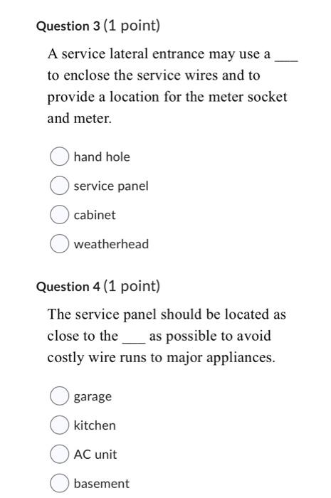 Solved The two methods used to provide electrical service to | Chegg.com
