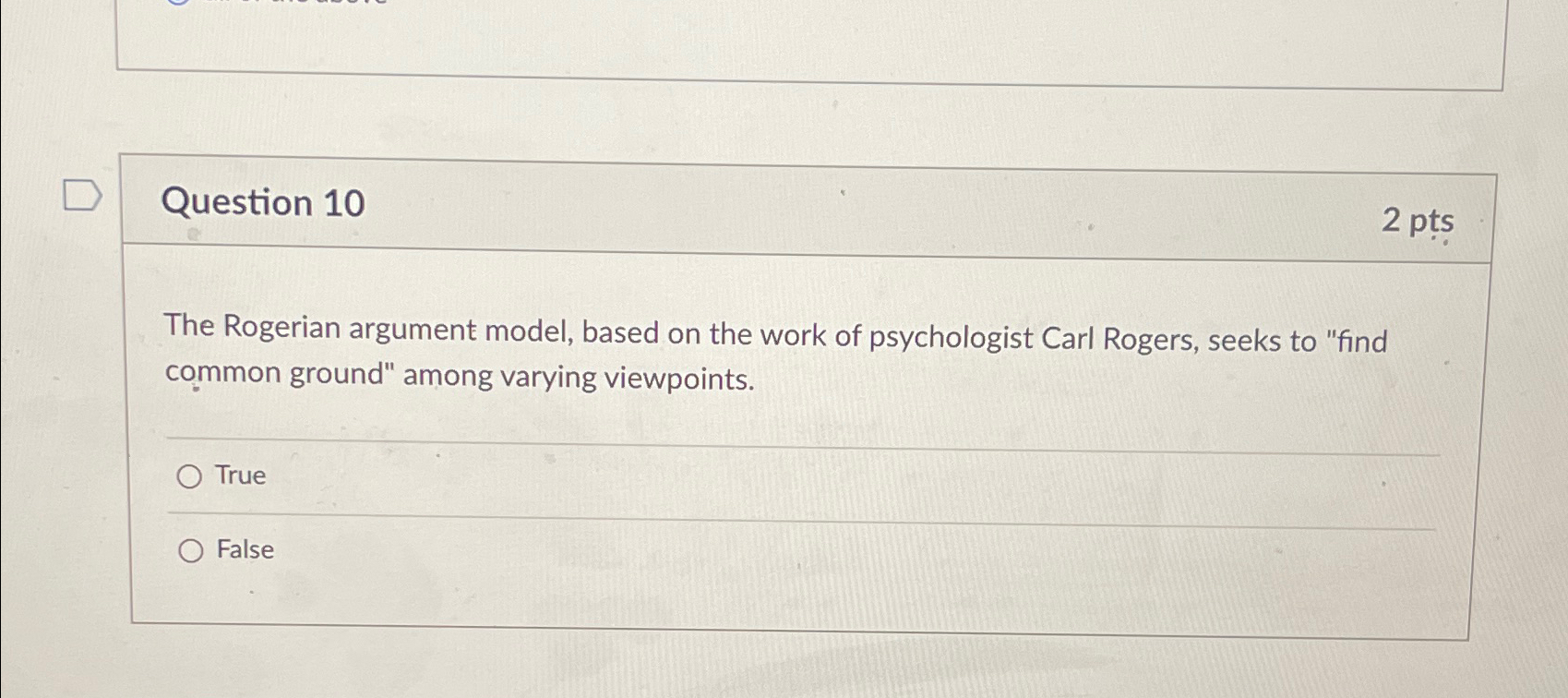 Solved Question 102ptsThe Rogerian argument model, based on | Chegg.com