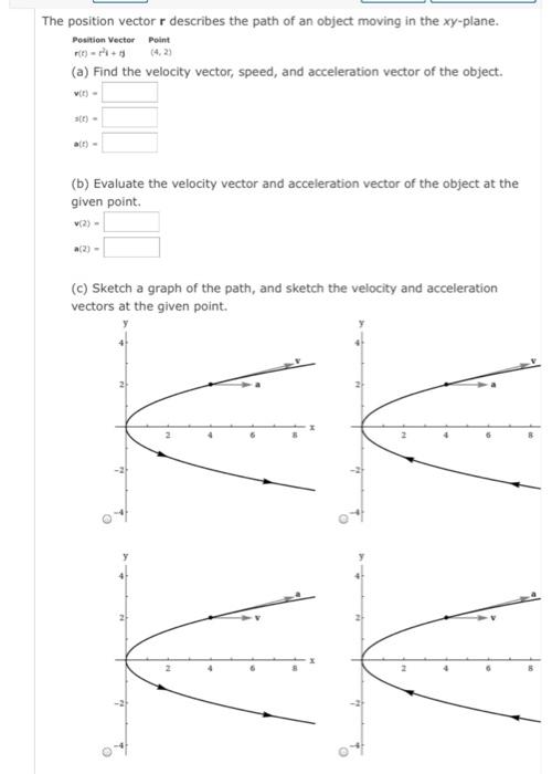 Solved The position vector describes the path of an object | Chegg.com