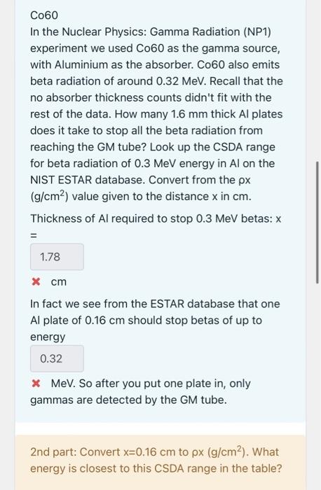 Solved Co60 In the Nuclear Physics: Gamma Radiation (NP1) | Chegg.com