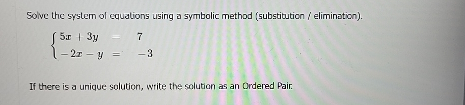 Solved Solve the system of equations using a symbolic method | Chegg.com
