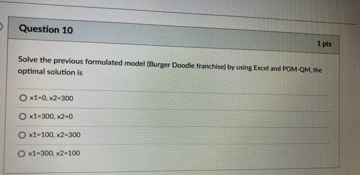 Solved The manager of a Burger Doodle franchise wants to | Chegg.com