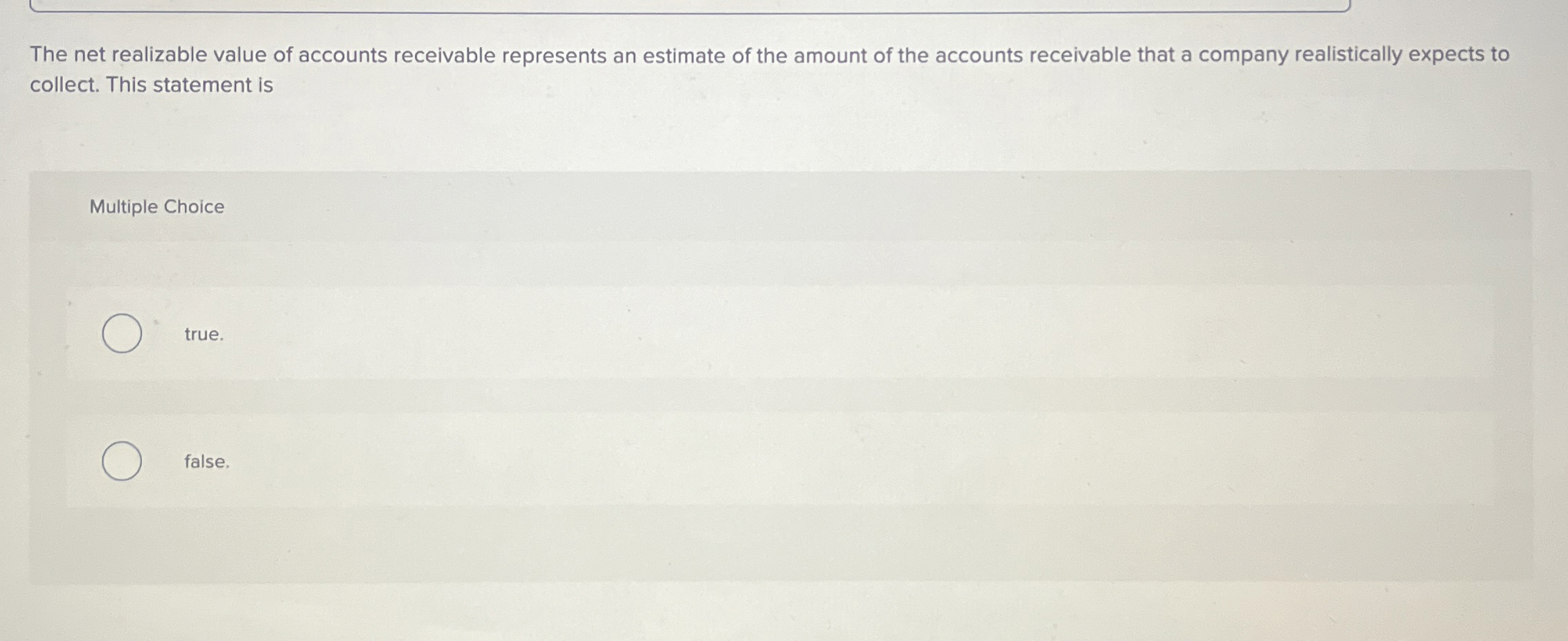 Solved The net realizable value of accounts receivable | Chegg.com