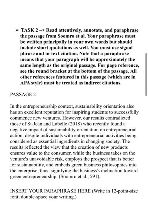 Solved > TASK 2→ Read attentively, annotate, and paraphrase | Chegg.com