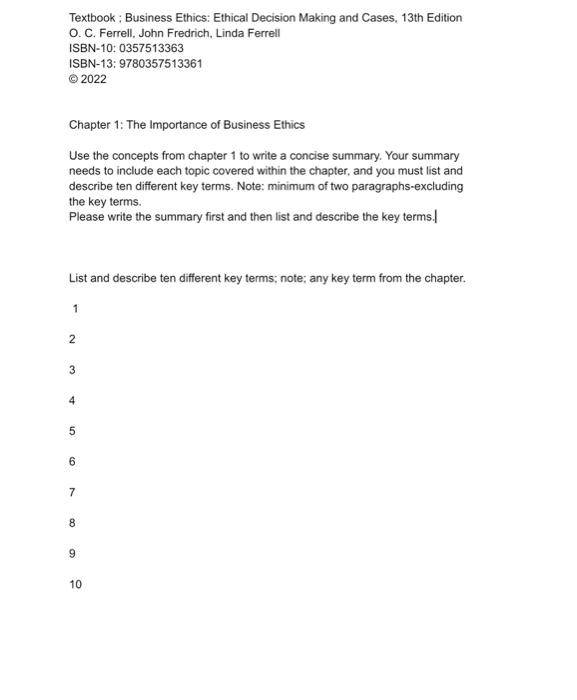 Textbook: Business Ethics: Ethical Decision Making | Chegg.com