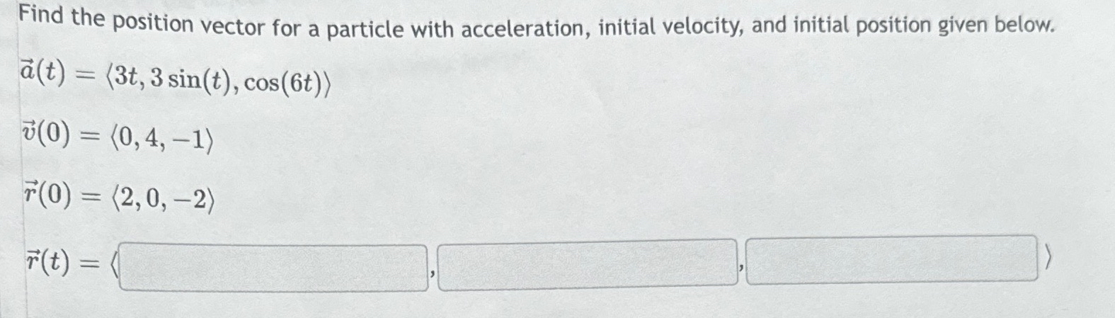 Solved Find the position vector for a particle with | Chegg.com